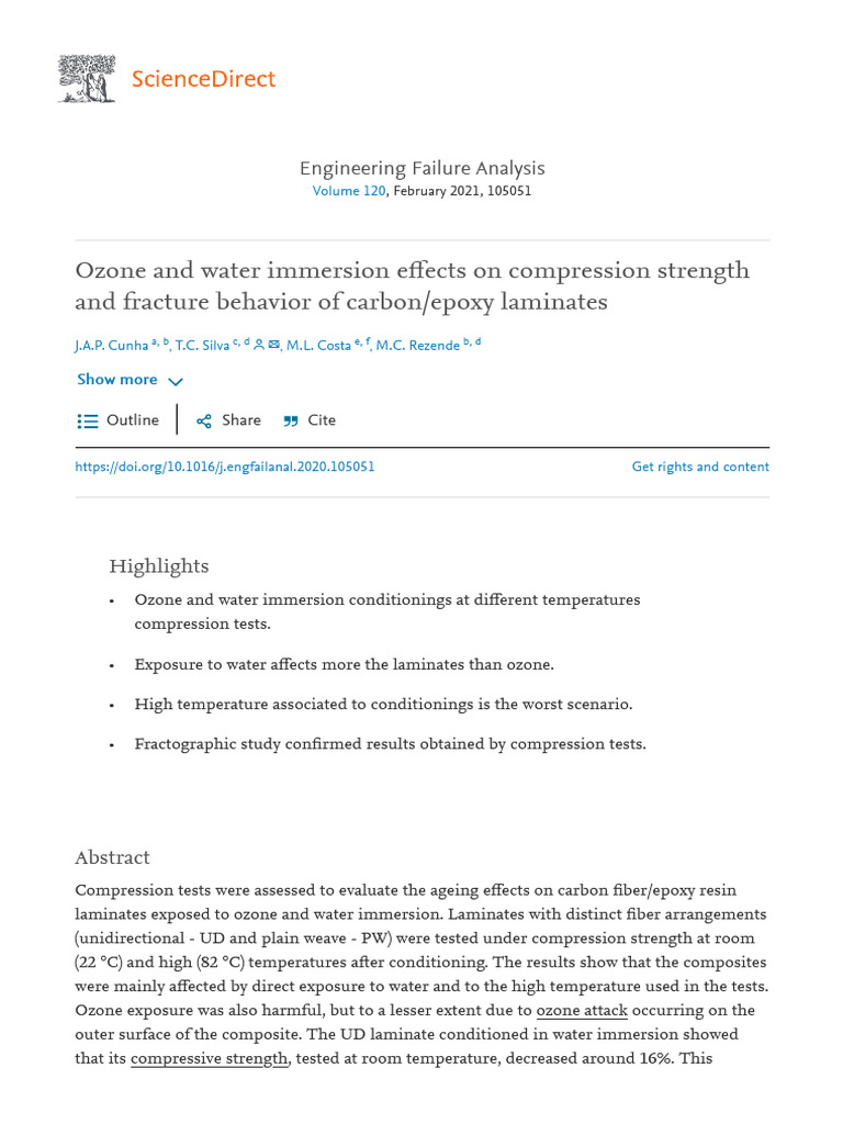 Ozone and Water Immersion Effects On Compression Strength and Fracture ...
