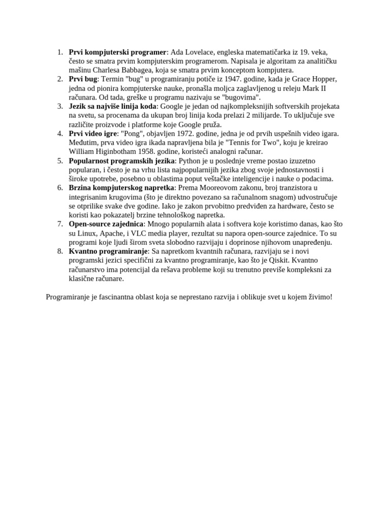 8 Zanimljivosti o Programiranju | PDF