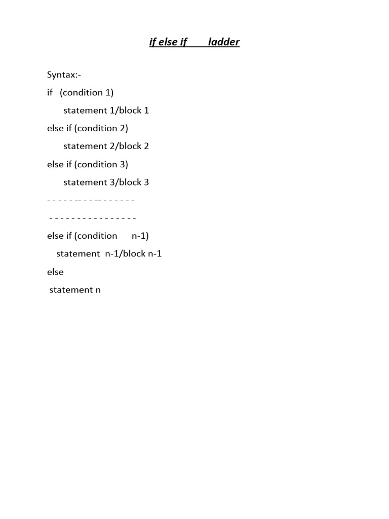 If Else If Ladder - Notes | PDF