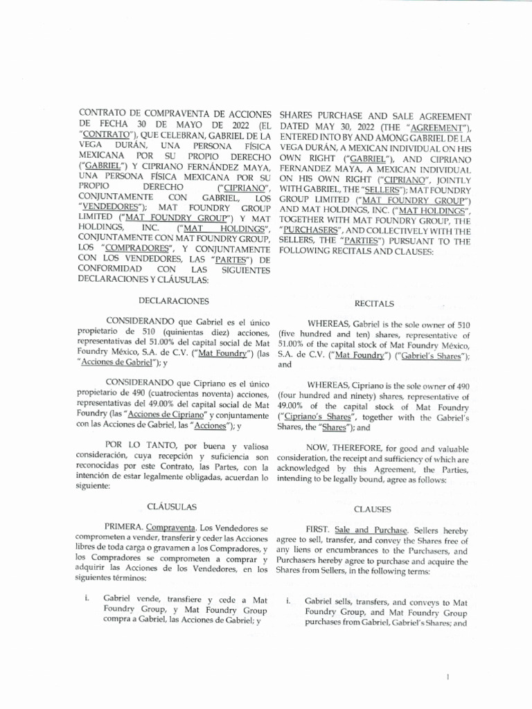 02B 27062022 Mat Foundry - Short Form SPA SIGNED BY MFG AND MAT HOLDING ...