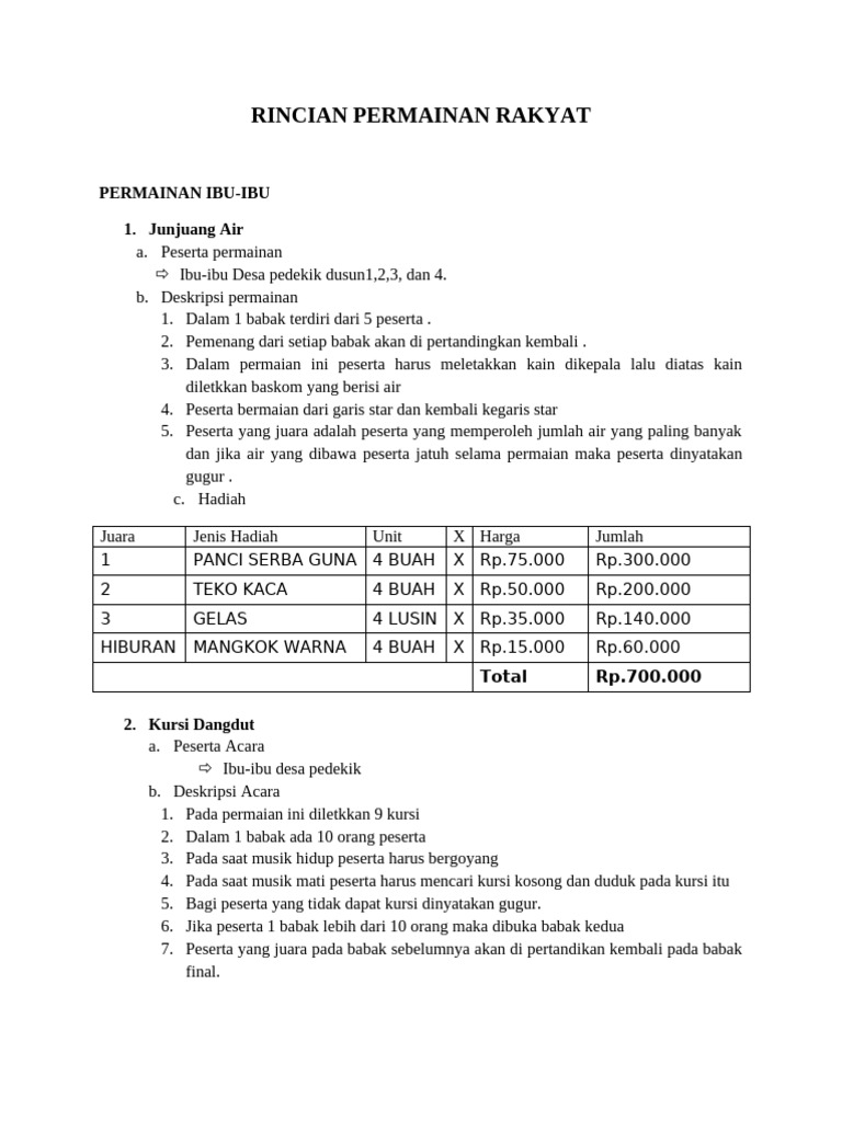 Permainan Rakyat | PDF