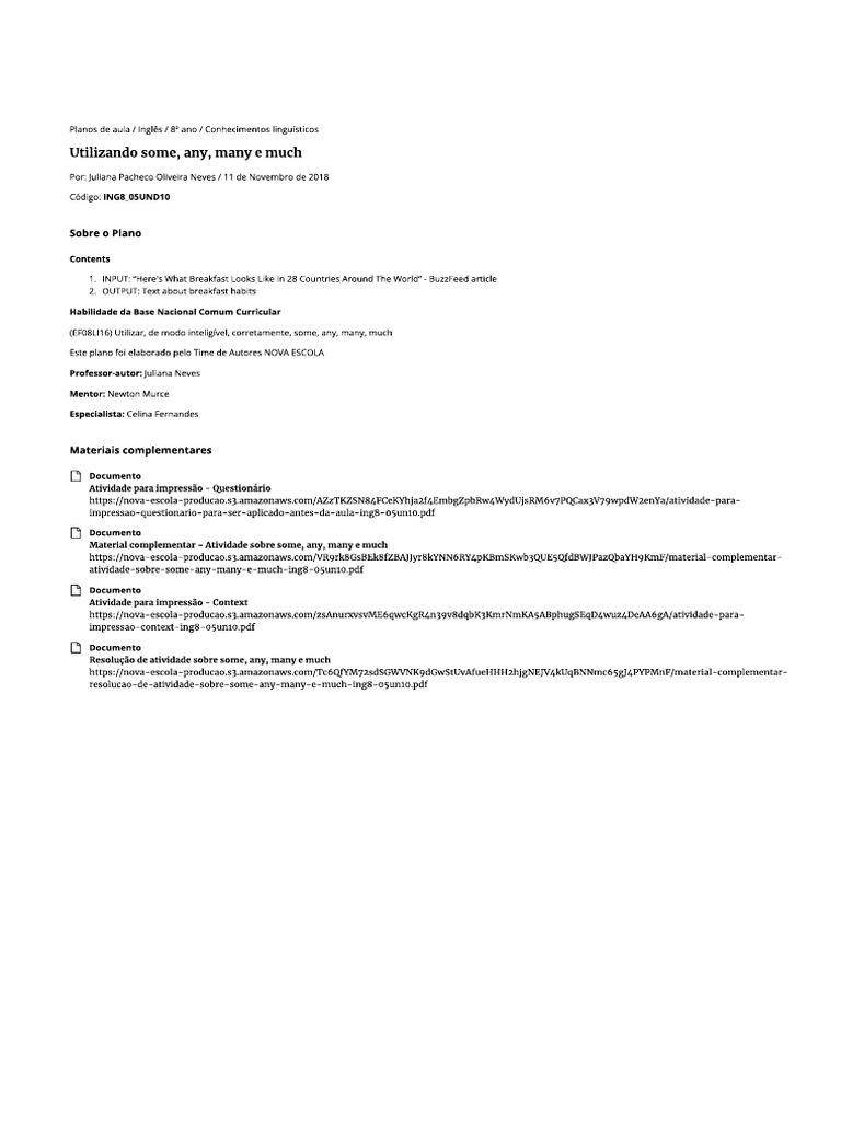 Plano de Aula Ing8 05und10 | PDF