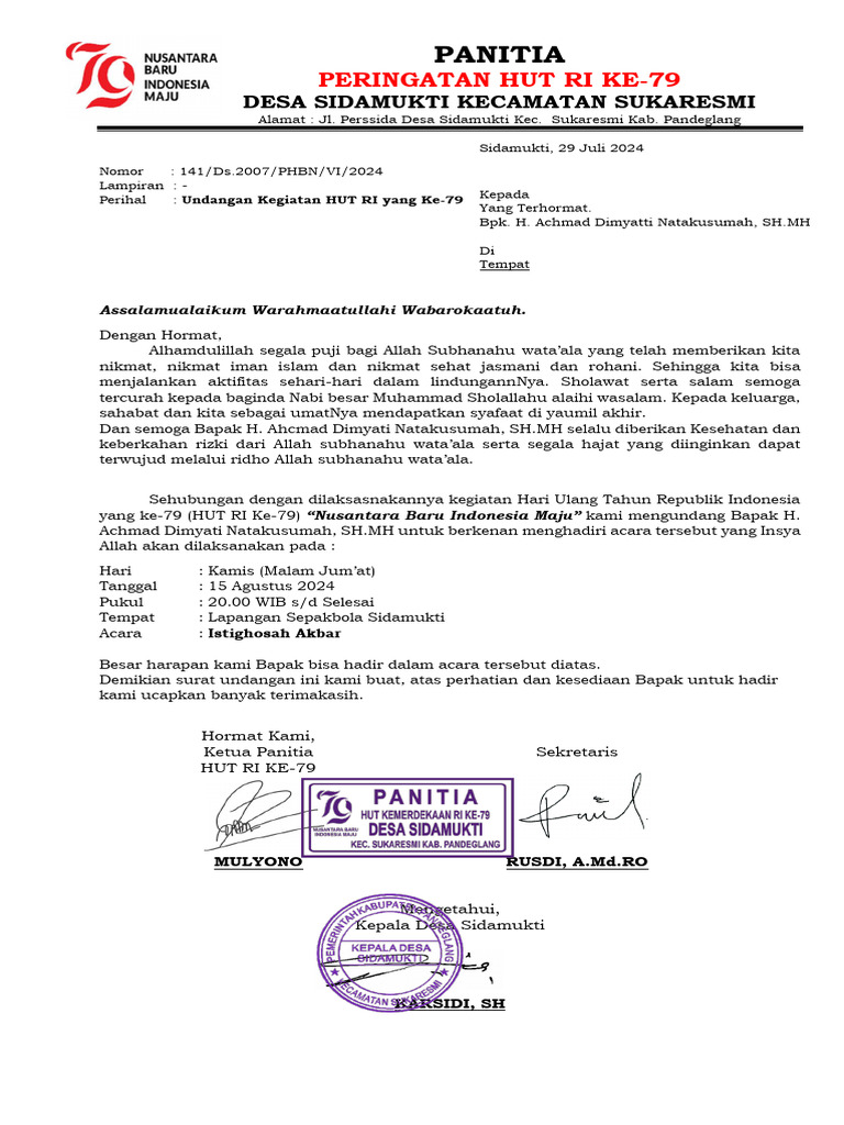 Undangan Hut Ri 79 Pdf