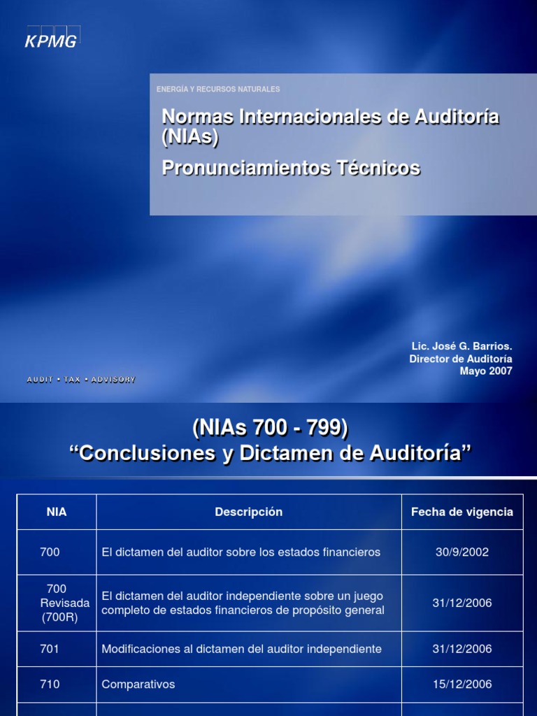 Presentaciones NIA 700 899 Def | Contralor | normas internacionales de ...