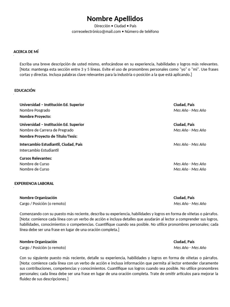 CV Formato ATS - Es | PDF