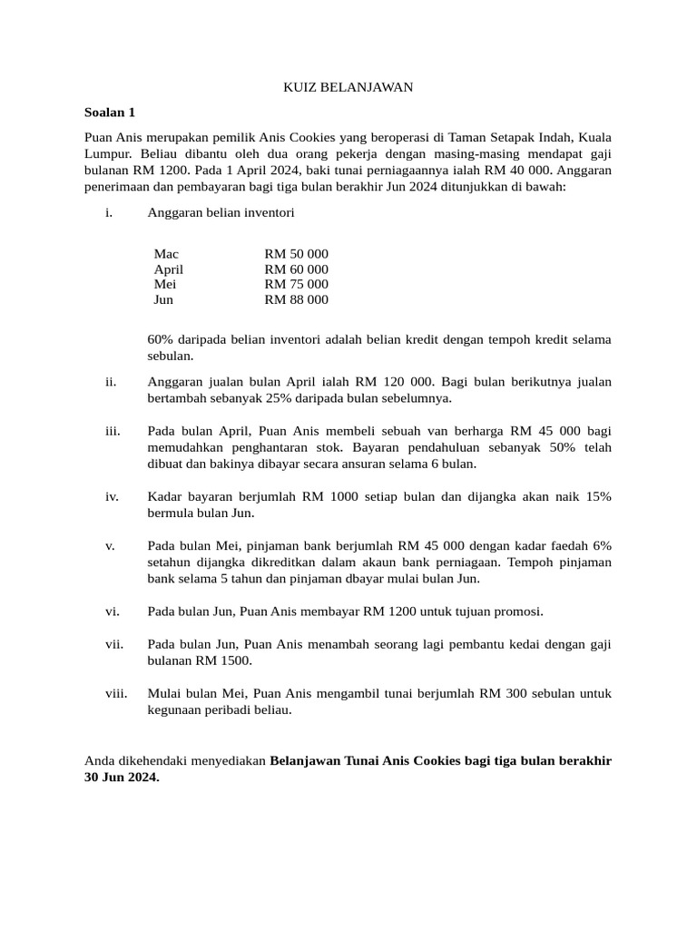 Soalan 1 Belanjawan | PDF