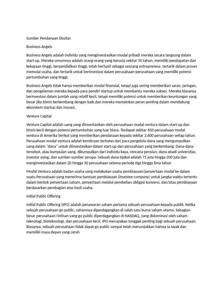 Sumber Pendanaan Ekuitas | PDF