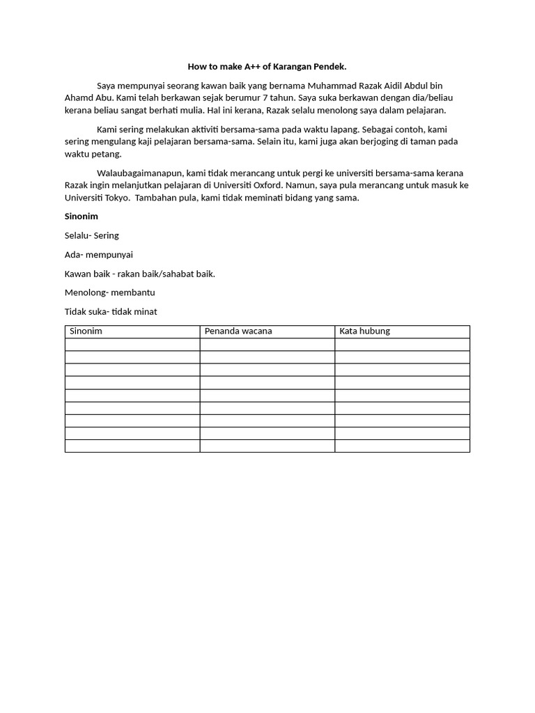 How to make karangan pendek | PDF