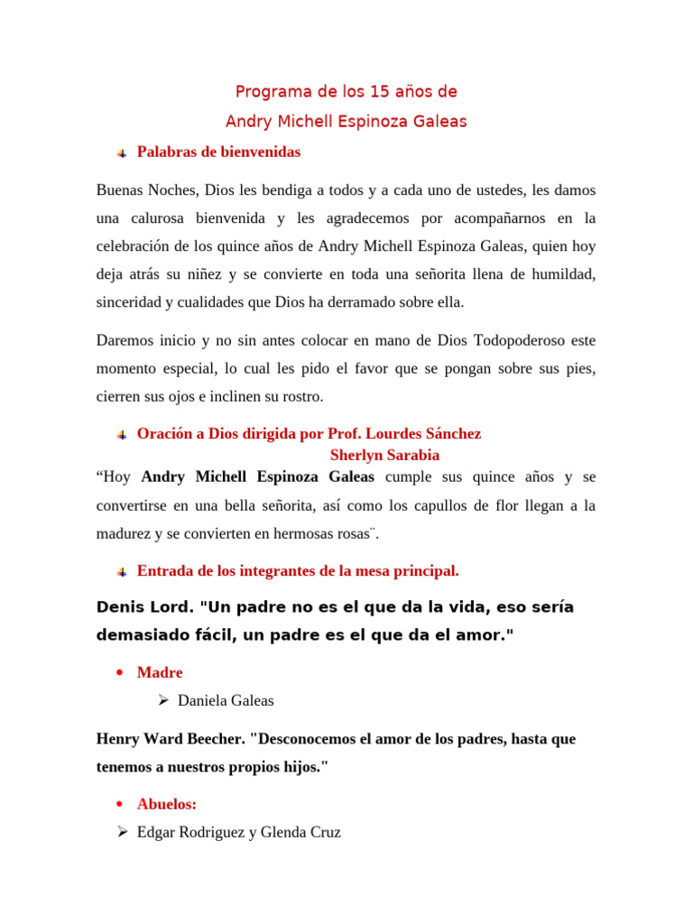 Programa de 15 Años | PDF