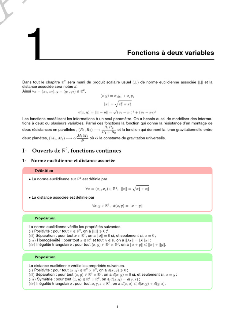 Mon Cours Plusieures Variables | PDF