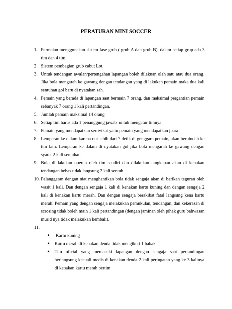 Peraturan Mini Soccer-1 | PDF