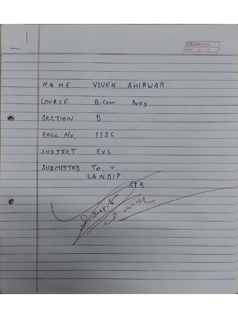 1136 Vivek Ahirwar EVS Assignment | PDF