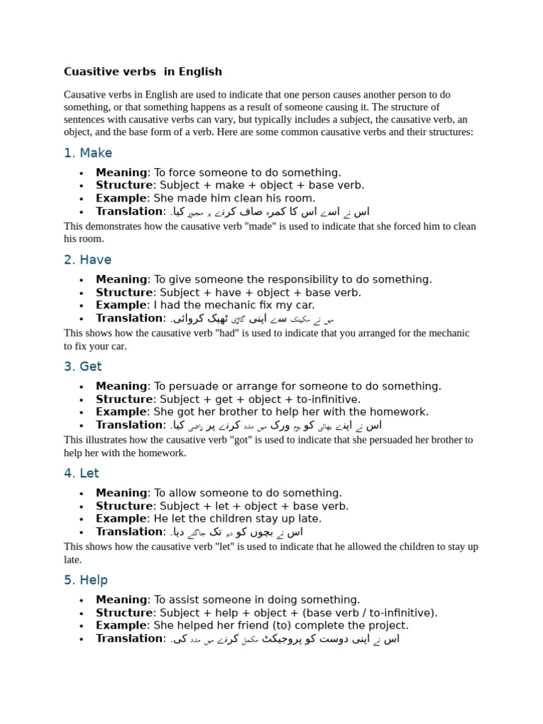 Causitive Verbs With Structure | PDF | Subject (Grammar) | Object (Grammar)