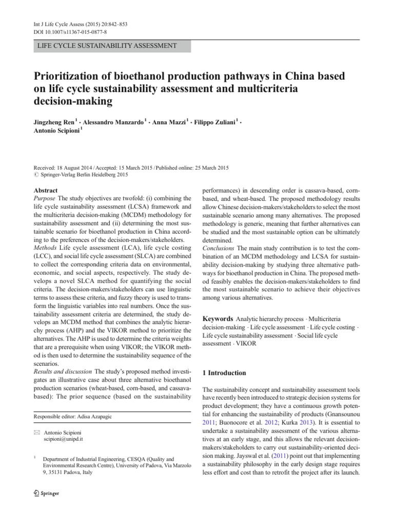 Prioritization of Bioethanol Production Pathways in China Based | PDF