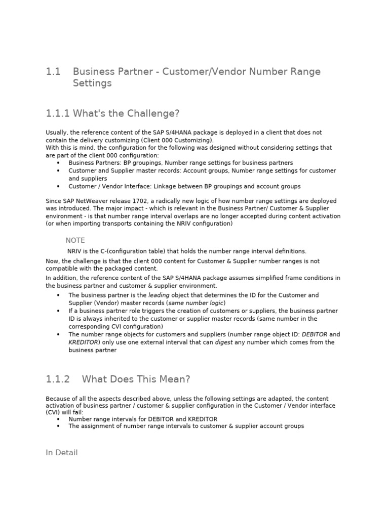 Business Partner Number Range Setup in SAP | PDF | Accounts Payable ...