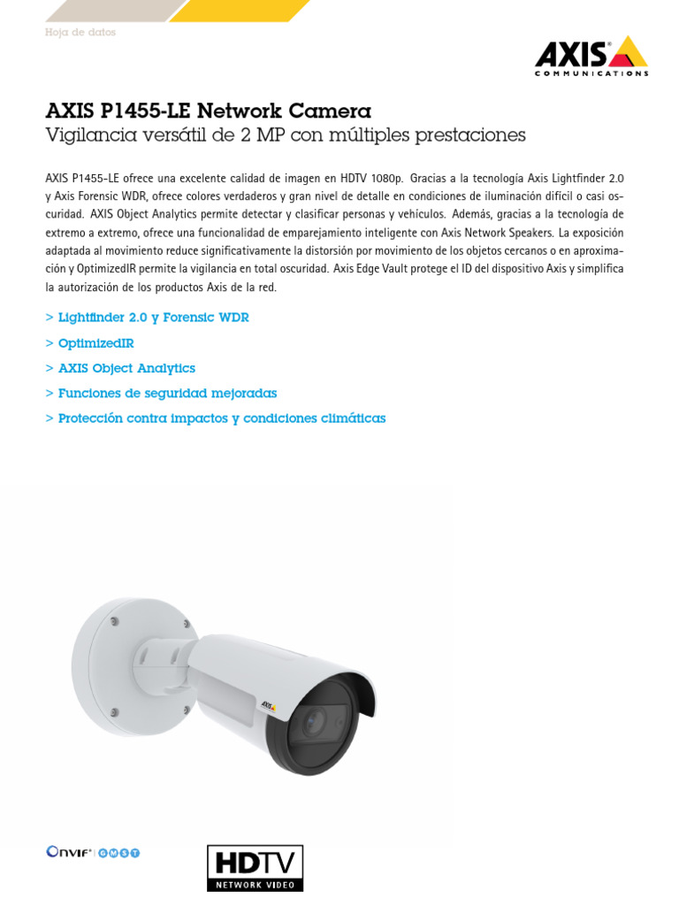 Datasheet Axis p1455 Le Network Camera Es ES 434563 | PDF
