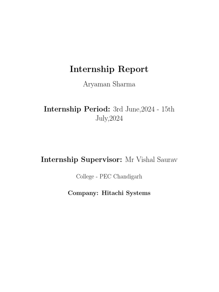 Aryaman-Internship Report | PDF