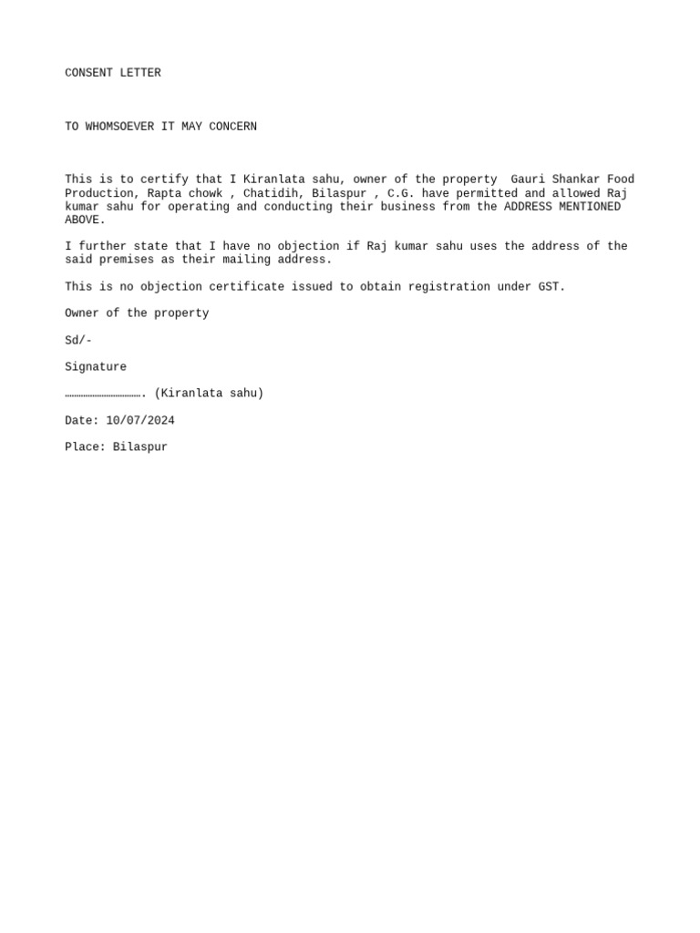 Consent Letter | PDF