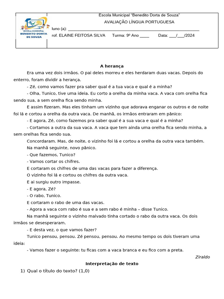 Aval 1º Adap Bimestral 9º | PDF