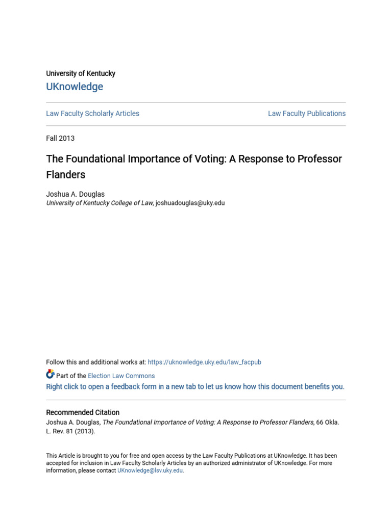 The Foundational Importance of Voting - A Response To Professor FL | PDF