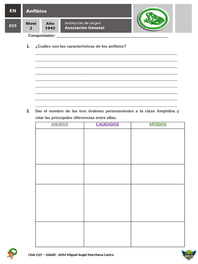 EN 023 Especialidad de Anfibios 2 | PDF | Rana | Anfibio