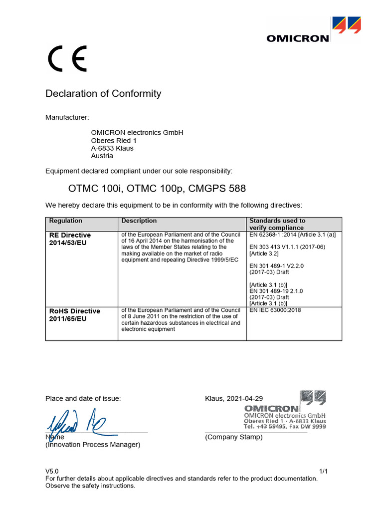 GMGPS-588-OTMC-100-CE-Declaration-of-Conformity-ENU | PDF