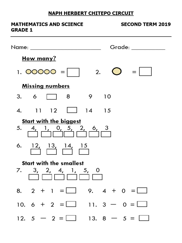 NAPH Maths Grade 1 2nd Term 2019 | PDF | Teaching Methods & Materials