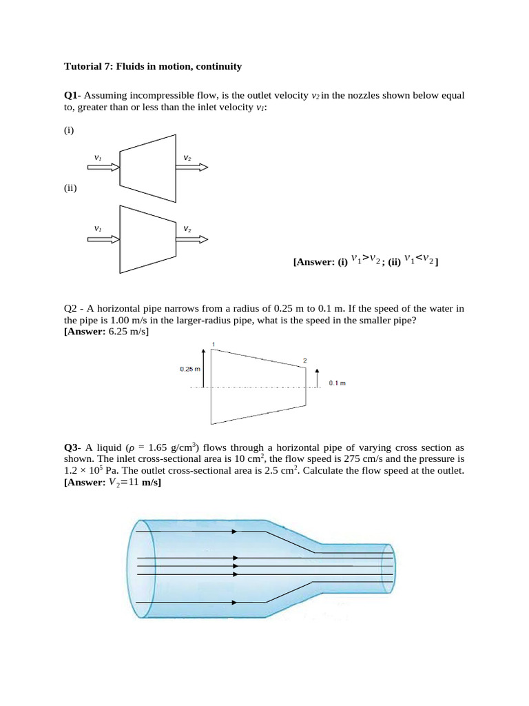 Tutorials 7 Fluids in Motion | PDF