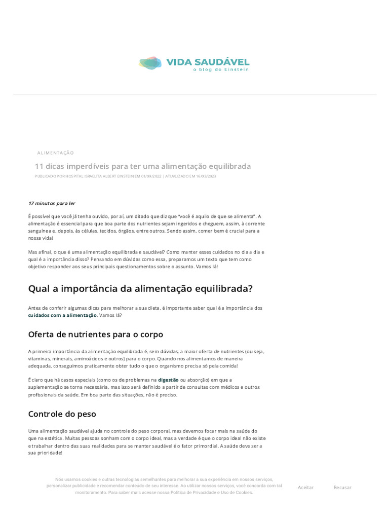 11 Dicas Imperdíveis para Ter Uma Alimentação Equilibrada | PDF 11 Dicas Imperdíveis para Ter Uma Alimentação Equilibrada | PDF