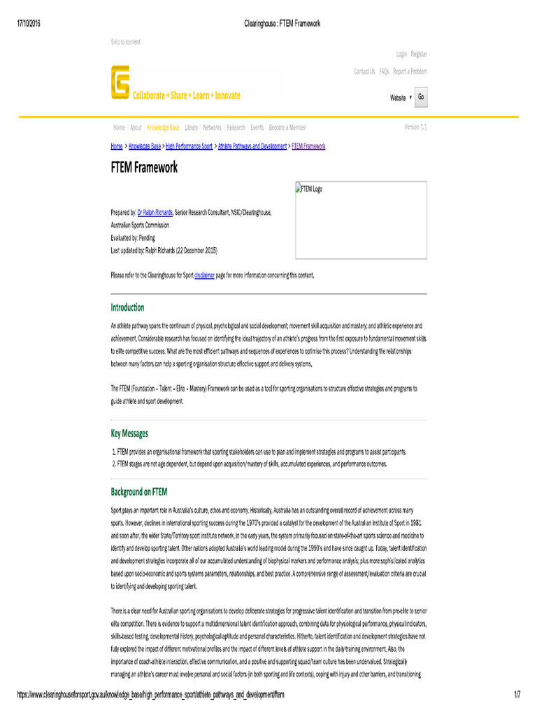 Clearinghouse - FTEM Framework | PDF