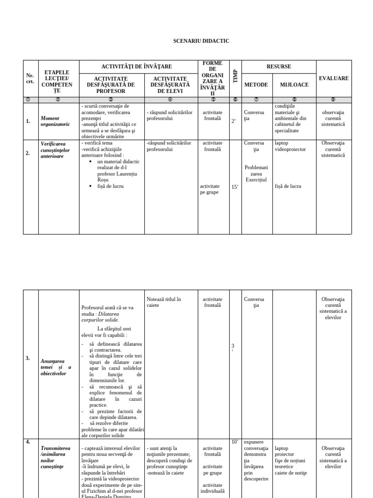 Scenariu Didactic | PDF