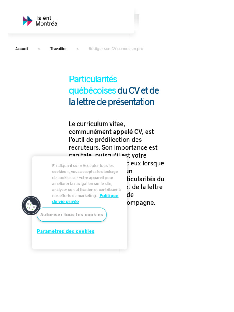 CV québécois | Exemple et format | Comment faire un CV québécois | PDF