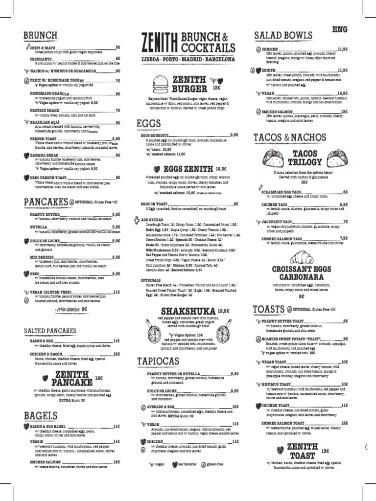 Menu Zenith Es Eng (1) | PDF