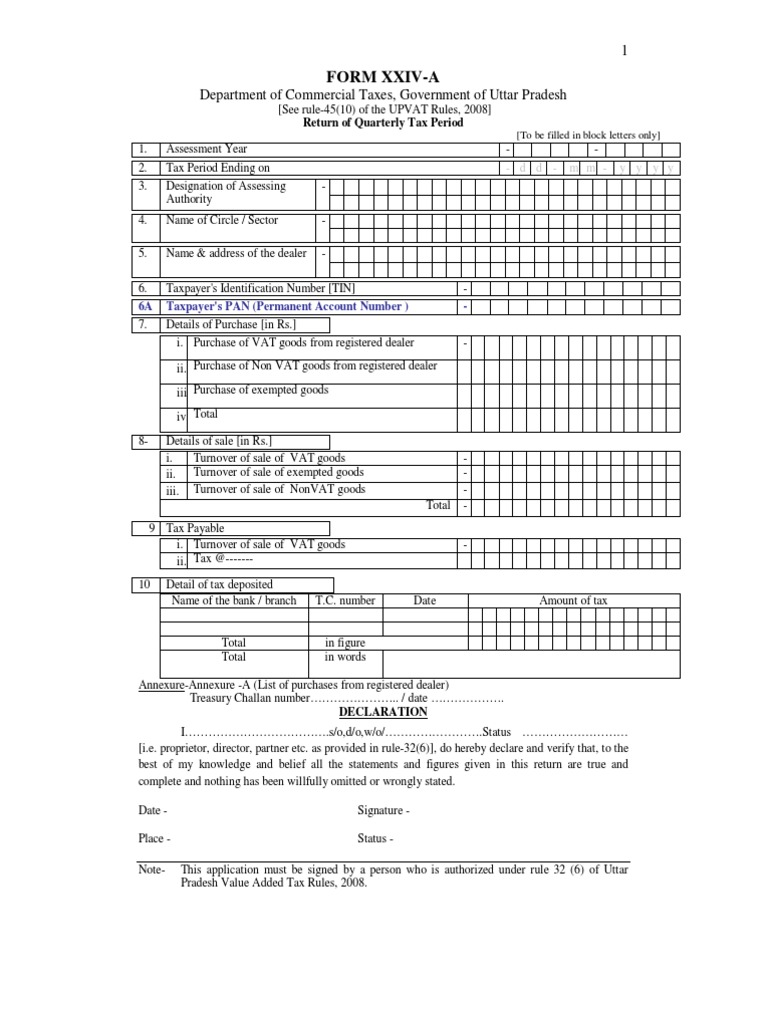 Form Xxiv-A: 6A Taxpayer's PAN (Permanent Account Number) | PDF