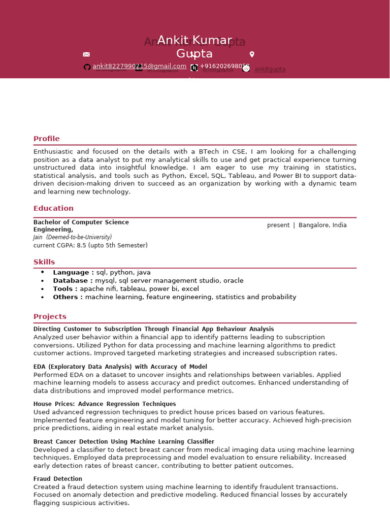 Ankit Kumar Gupta - Resume | PDF