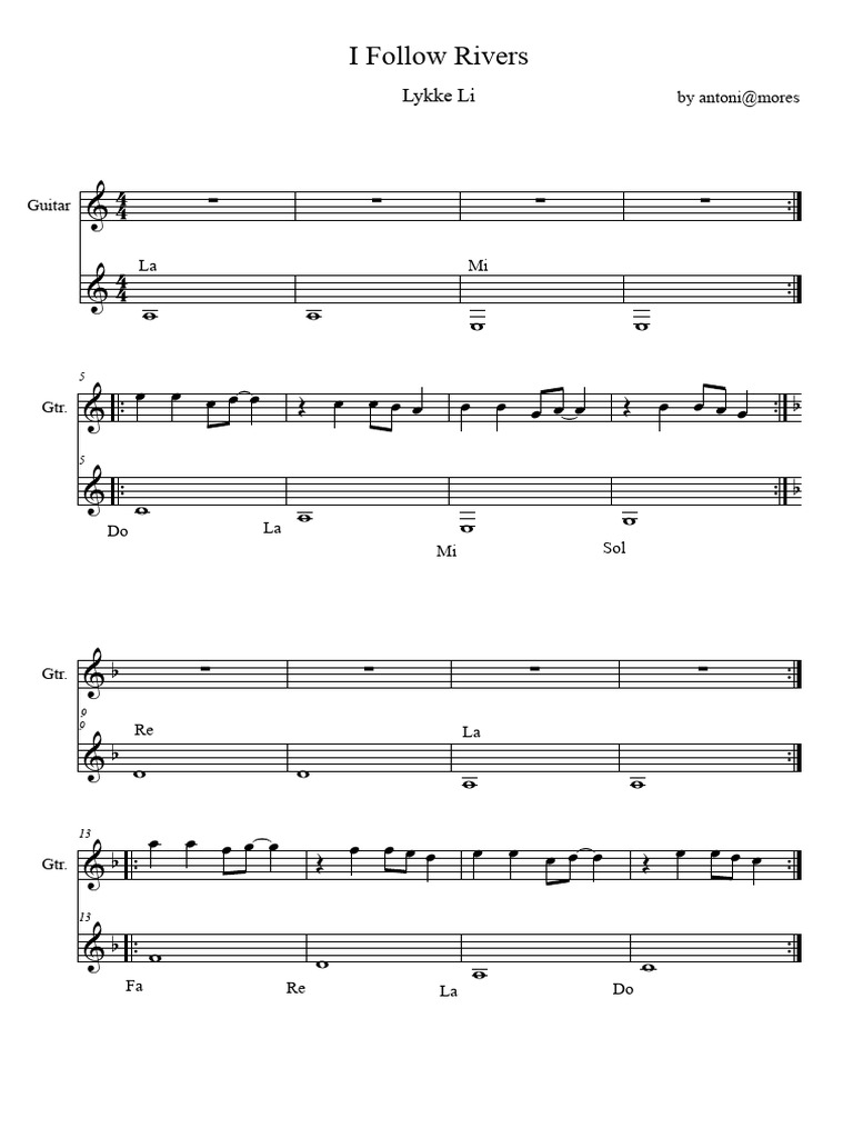 I Follow Rivers - Lykke Li | PDF
