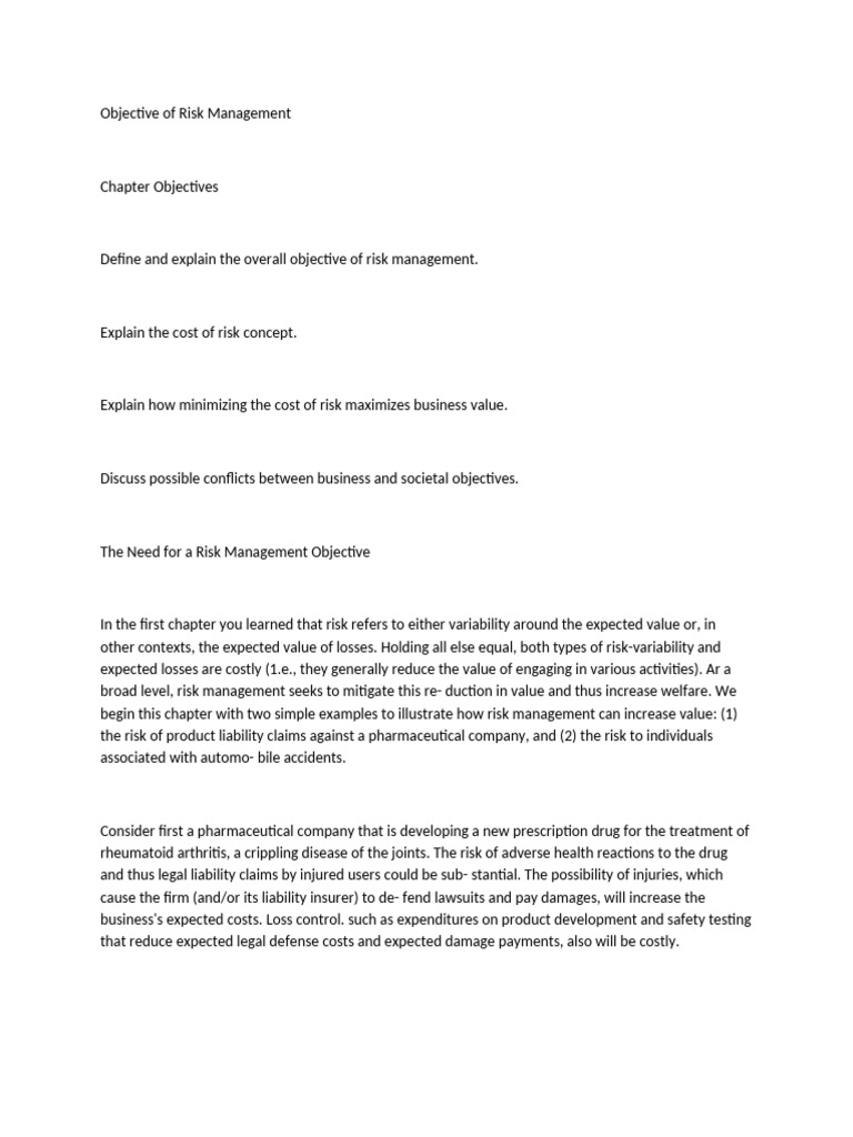 Objective of Risk Management | PDF | Risk | Finance & Money Management