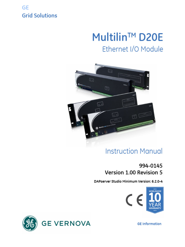 994-0145 D20E Ethernet IO Module Instruction Manual V100 R5 | PDF