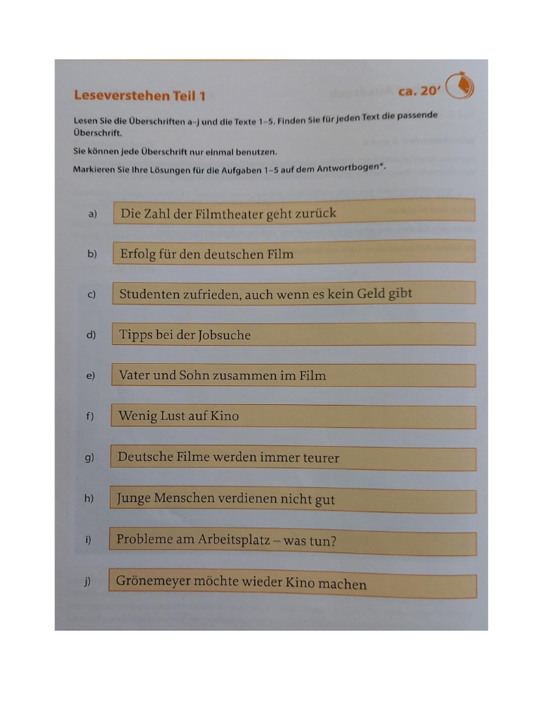 Leseverstehen B1 | PDF