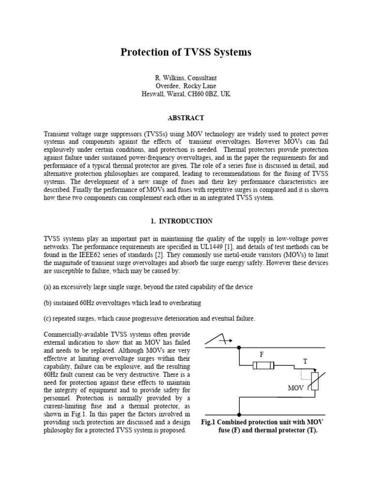 Protection of TVSS Systems | PDF | Fuse (Electrical) | Technology ...