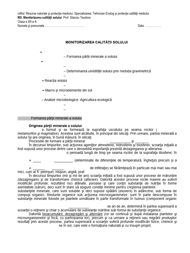 XII - Monitorizarea Calitatii Solului - Stanciu Teodora | PDF