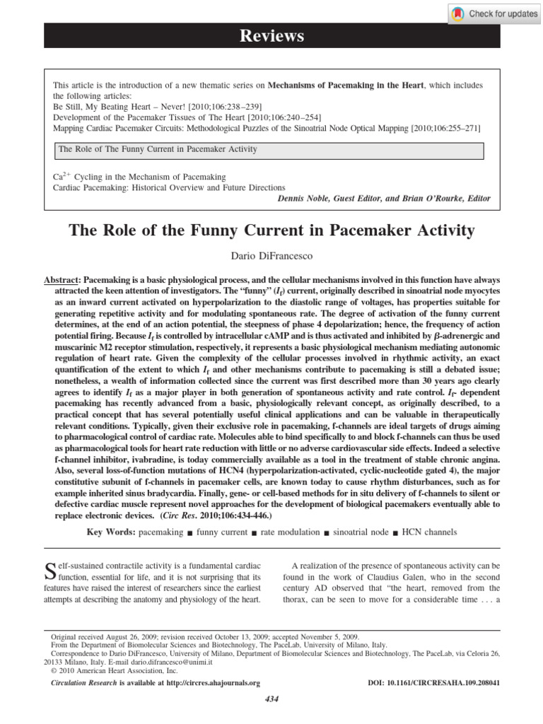 Difrancesco 2010 The Role of The Funny Current in Pacemaker Activity ...