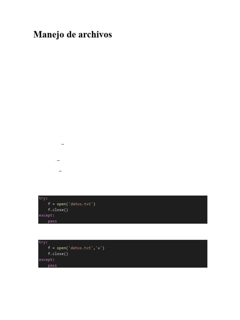 Manejo de Archivos en Python: Guía Completa | PDF | Archivo de computadora | Python (lenguaje de ...
