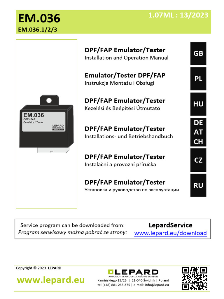 Io - em036-ML - DPF FAP Emulator | PDF