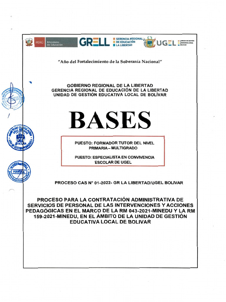 Proceso Cas N°001-2022-Ugel-Bolivar | PDF Proceso Cas N°001-2022-Ugel-Bolivar | PDF