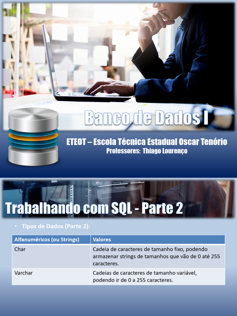 Slide 01 - Trabalhando Com SQL Parte 2 | PDF