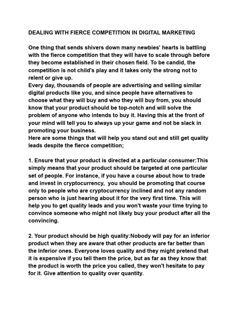 Dealing With Fierce Competition in Digital Marketing | PDF