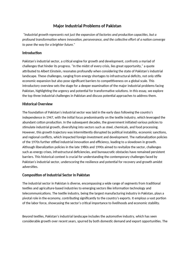 Major Industrial Problems of Pakistan | PDF | Sustainable Energy ...