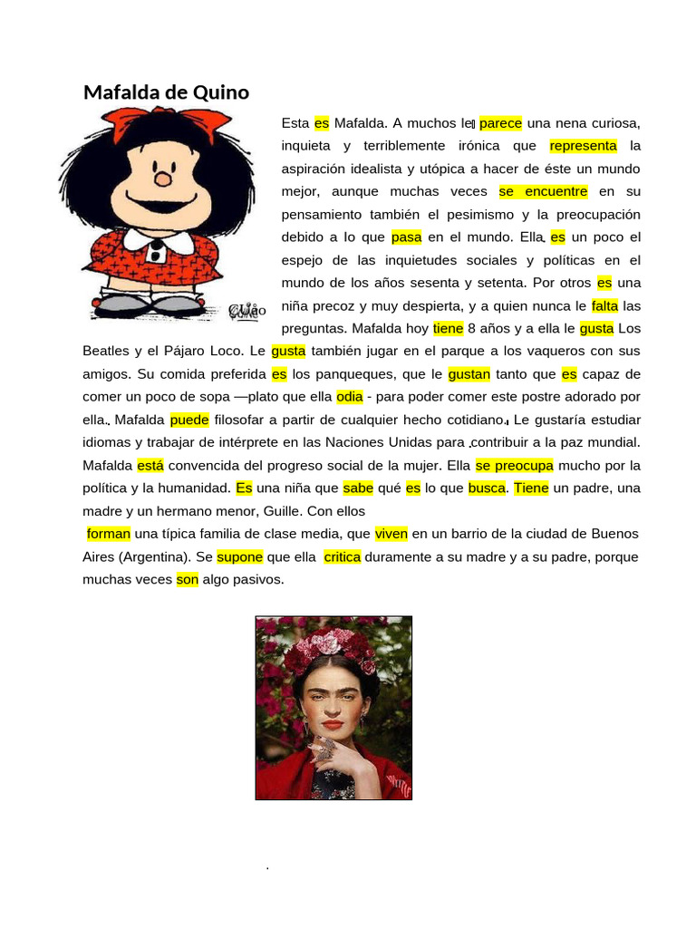 ACTIVIDAD Presente Regular Textos | PDF