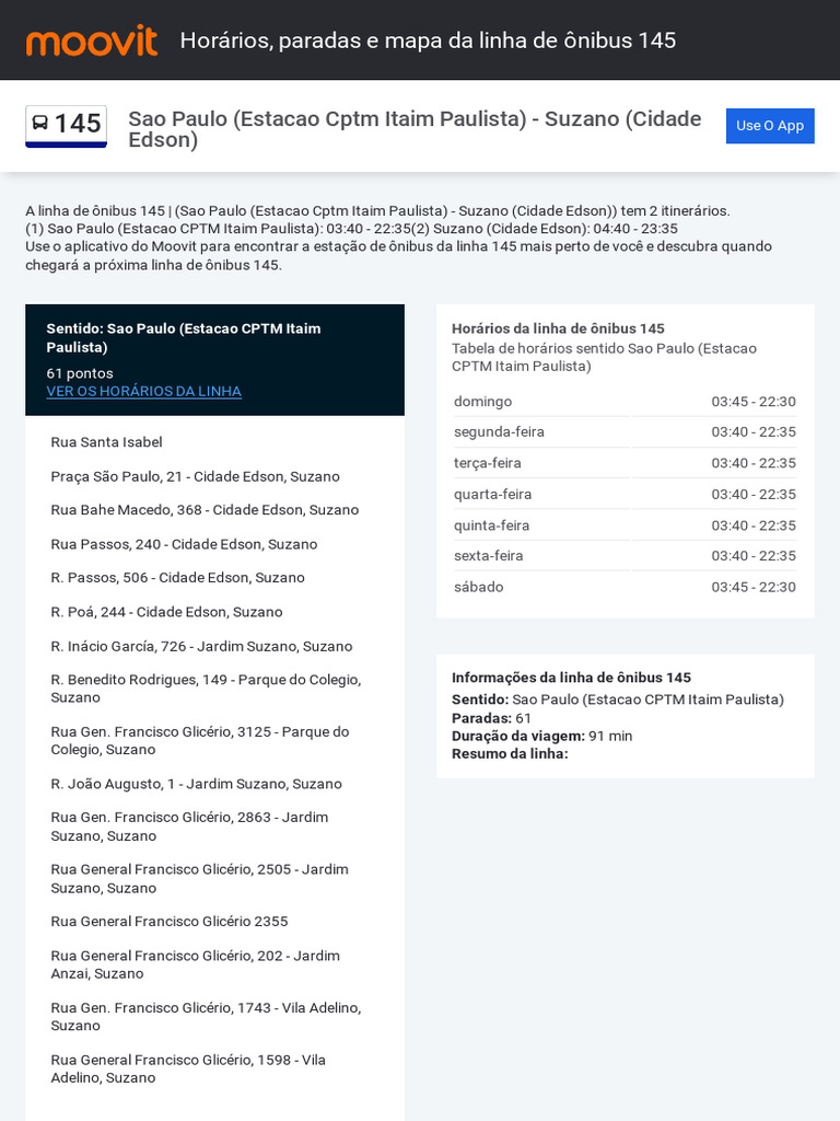 Sao Paulo (Estacao CPTM Itaim Paulista) - Suzano (Cidade Edson) | PDF